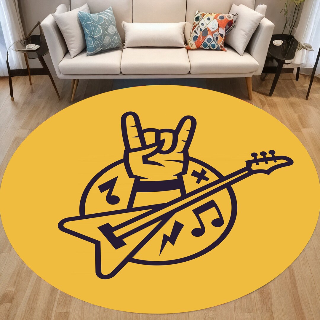 Musical Instrument Round Carpet,round Guıtar Rugs,musical Rug,circle ...