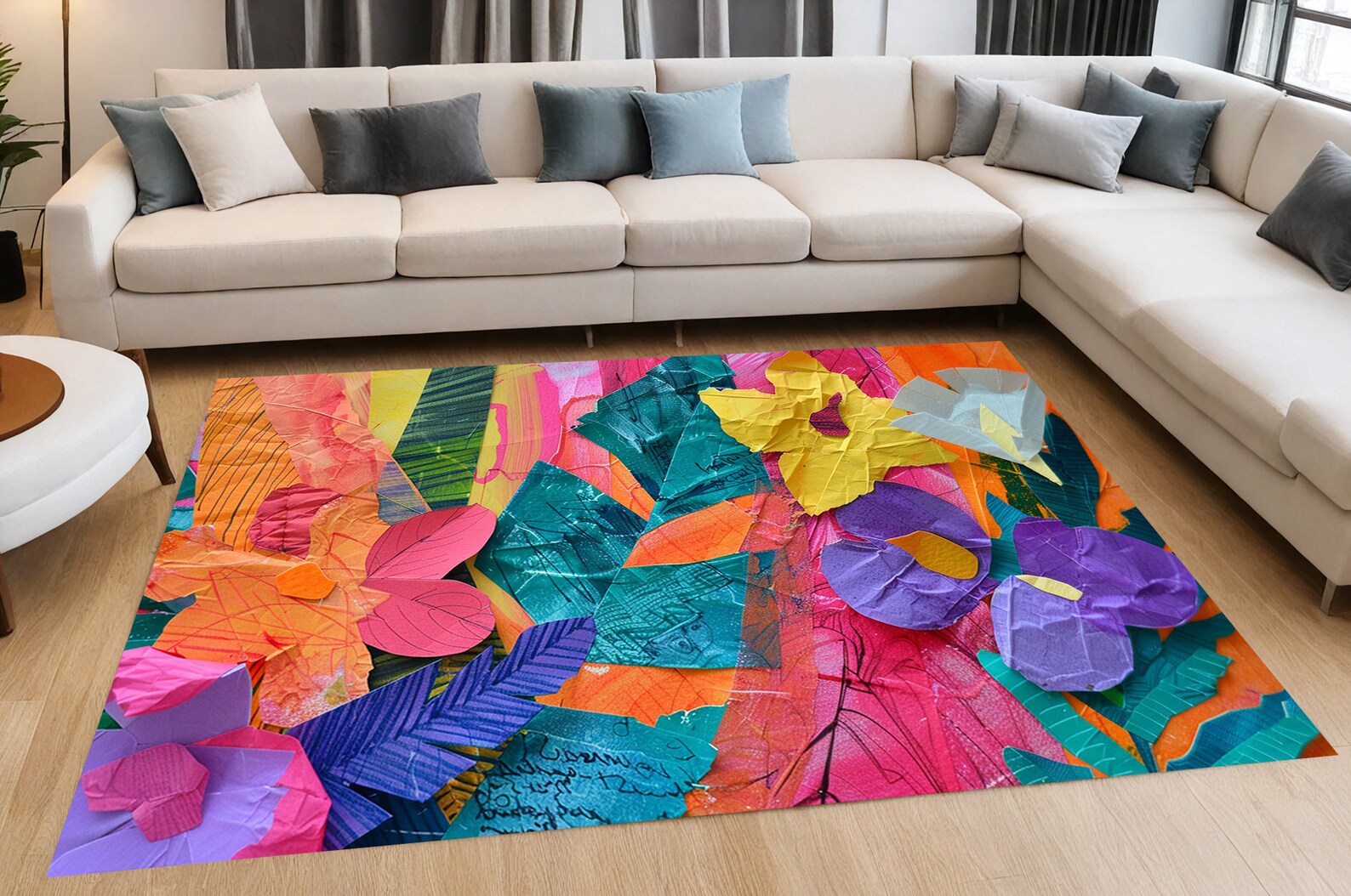 Flowers Rug,modern Rug,garden Colorful Rug,sprıng Flowers Rug,colorful ...