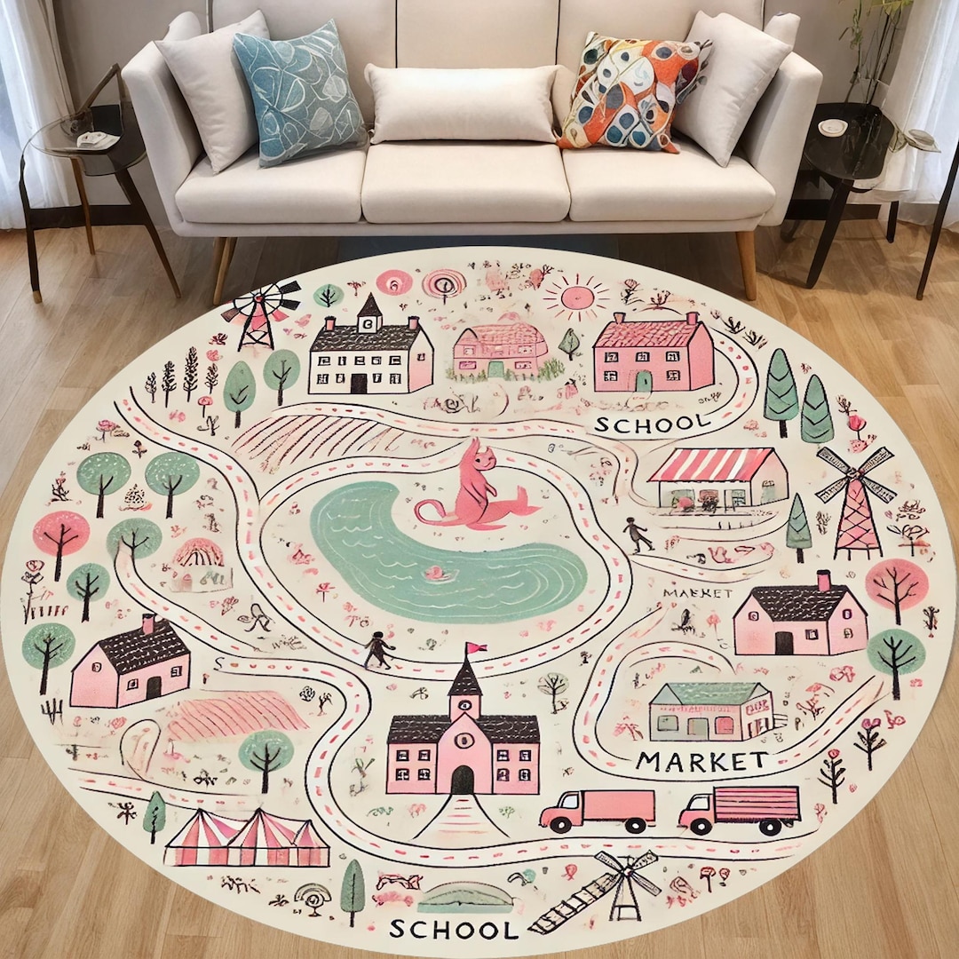 Large Round Play Mat Rug,nursery Rug,montessori Round Rug,play Circle ...