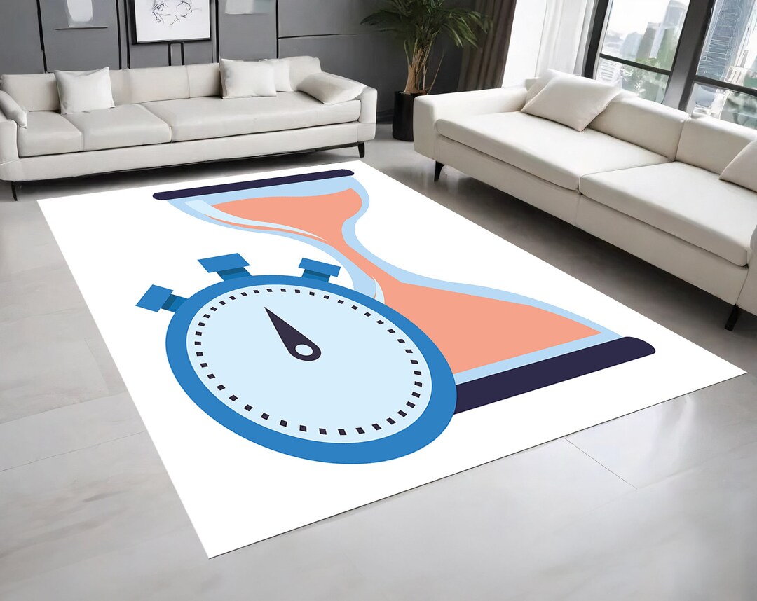 Hourglass and Clock Patterned Rug,hourglass Themed Colorful Rug,orange ...