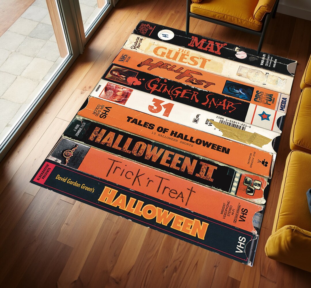 Classic Horror Movies Rug,movie Room Rug,rugs for Halloween,vhs Case ...