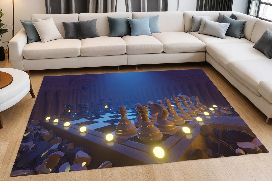 Chess Arena Patterned Rug,chess Pieces Board Rug,chess Games Rug,chess ...