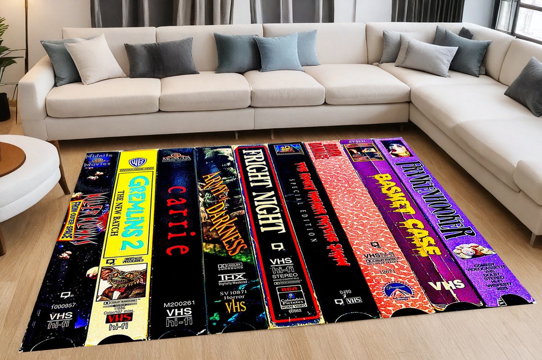 Classic Horror Movies Rug,movie Room Rug,rugs for Halloween,vhs Case ...