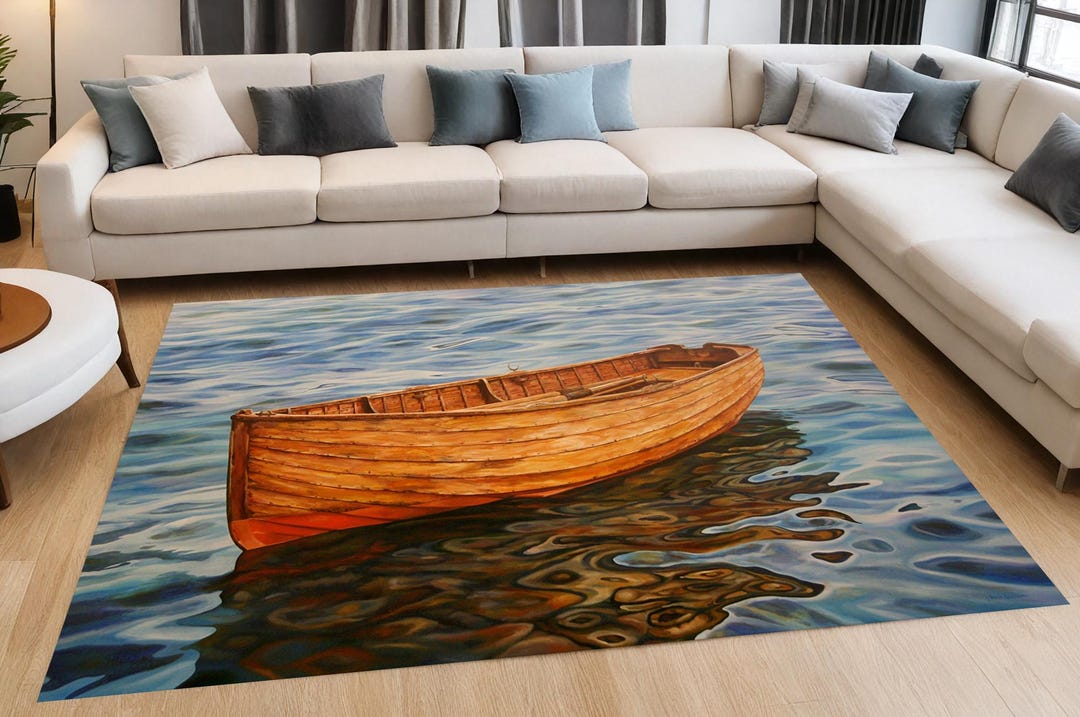Boat Rugs,sea Pattern Rugs,boat Art Carpets,blue Sea Rugs,old Boat Rug ...