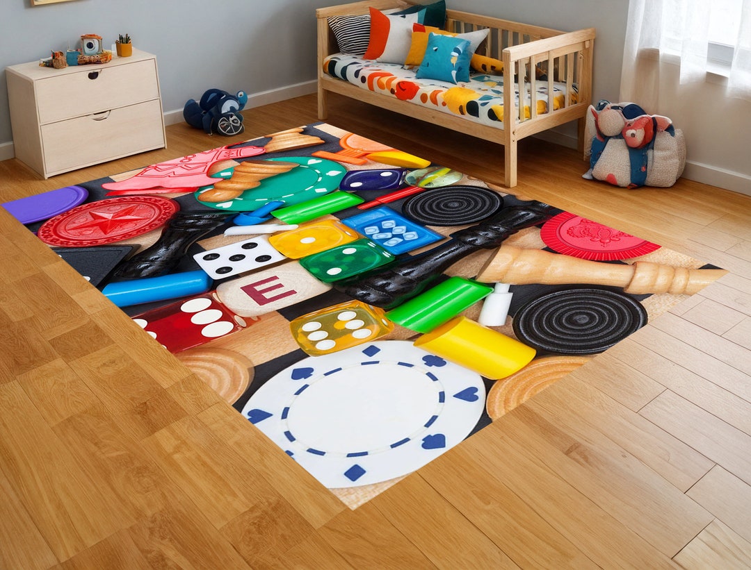 Old Board Games Rug,checker Chess Carom Games Pieces Rug,dice Games ...