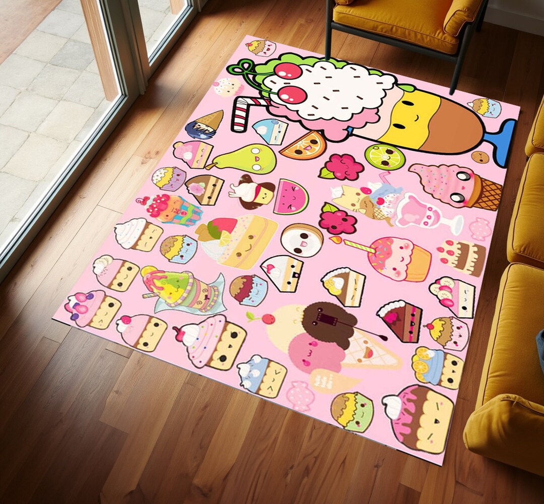 Banana Cake Rug,rug for Kitchen,cute Foods Rug,milkshake Rugs,cartoon ...