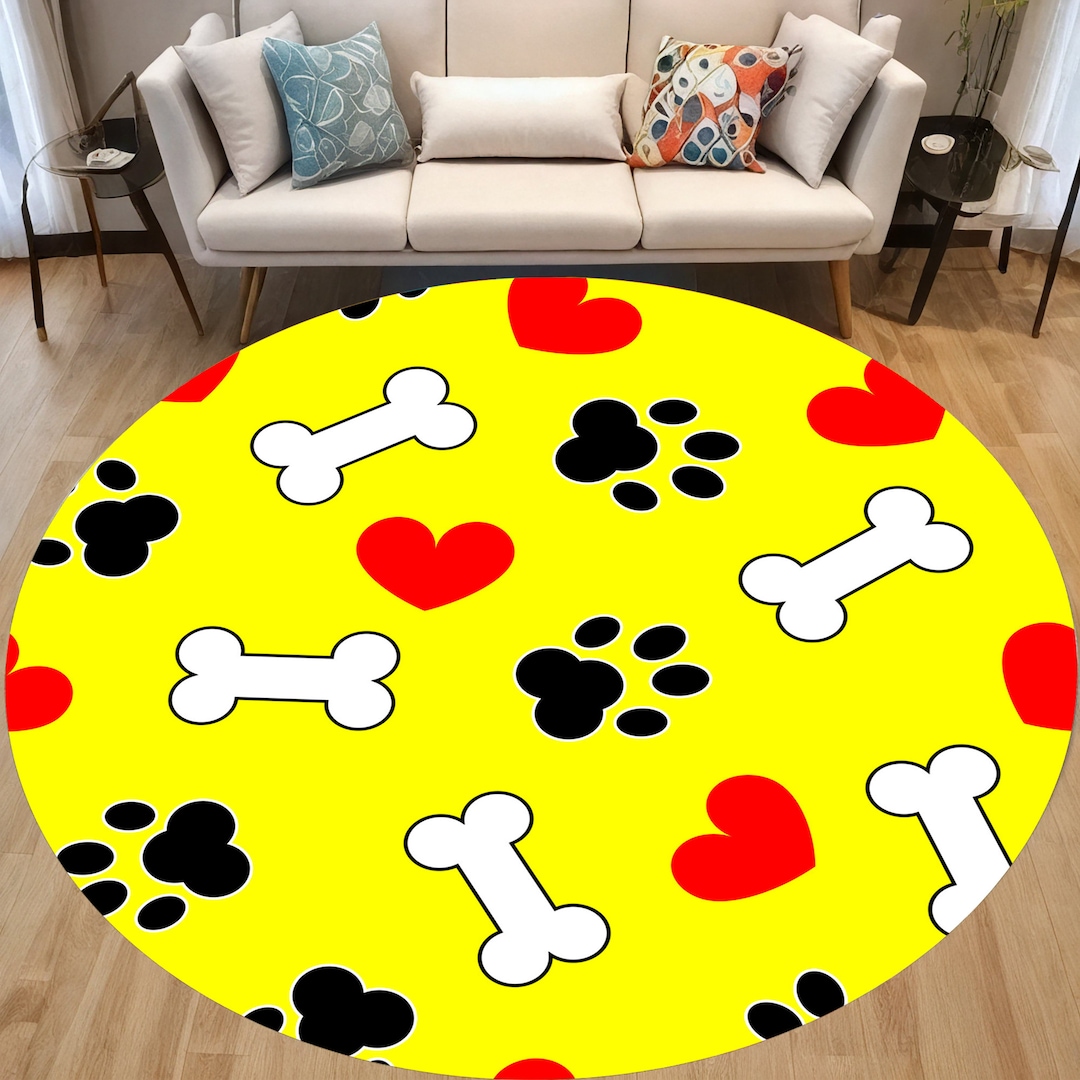 Paws Rug,bone Circle Rug,dog Bone Rug,animal Love Pattern Carpet,dog ...