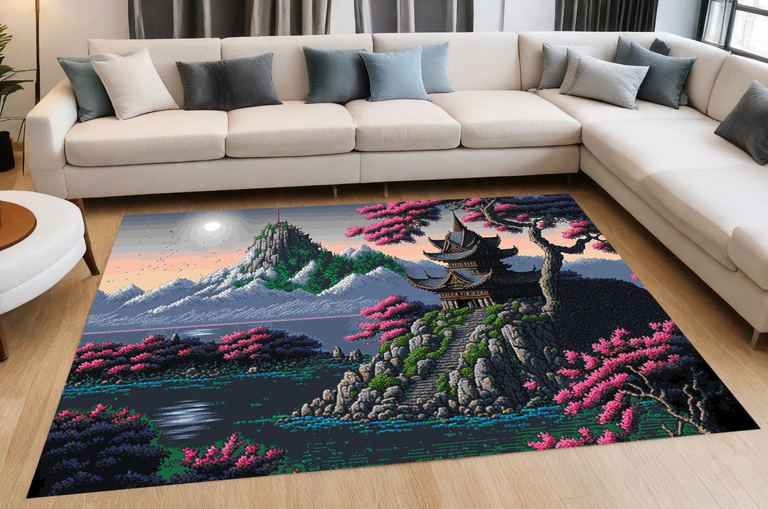 Aesthetic Arts Carpet,pixel Art Hd Rugs,pixel Landscape Painting Rug ...