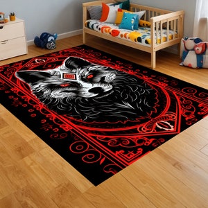 Gray Wolf Pattern Carpet Rug,garden Rug,colorful Rug,wolf Carpet,rug ...