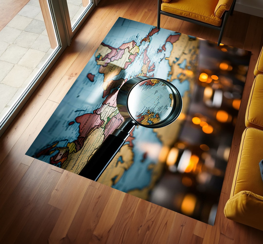 Map Patterned Rug,world Map Carpet,gift for Travel Lovers,map Rug,world ...