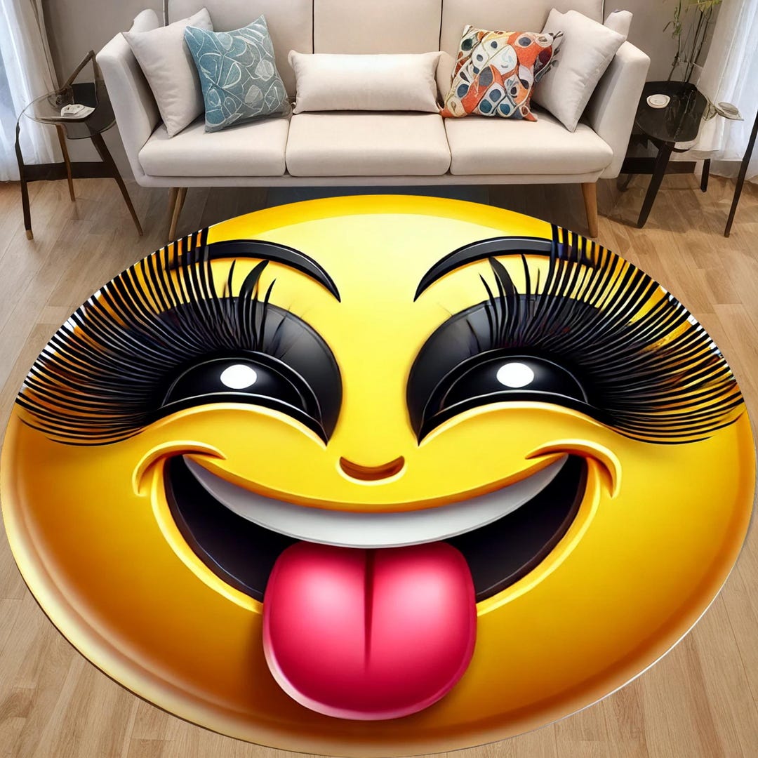 Smiley Face Area Rug,smile Emoji Round Rug,fun Dorm Room Carpet,happy ...