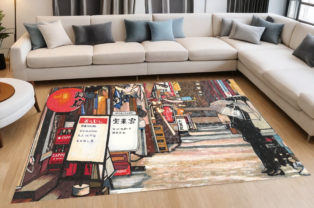 Japanese Tokyo Themed Things Carpet,japan Tokyo Drawing Rug,tokyo ...