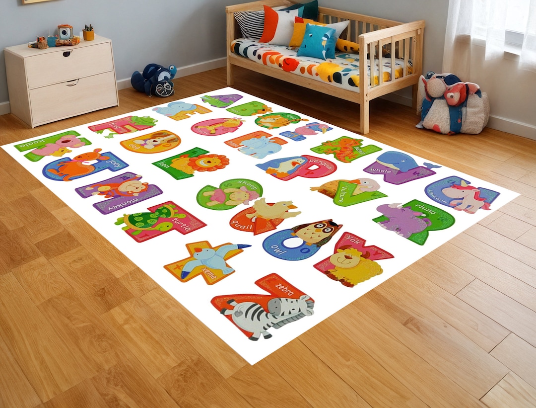 Alphabet Safari Rugs,learn the Alphabet Nursery Rug,non-slip Baby ...