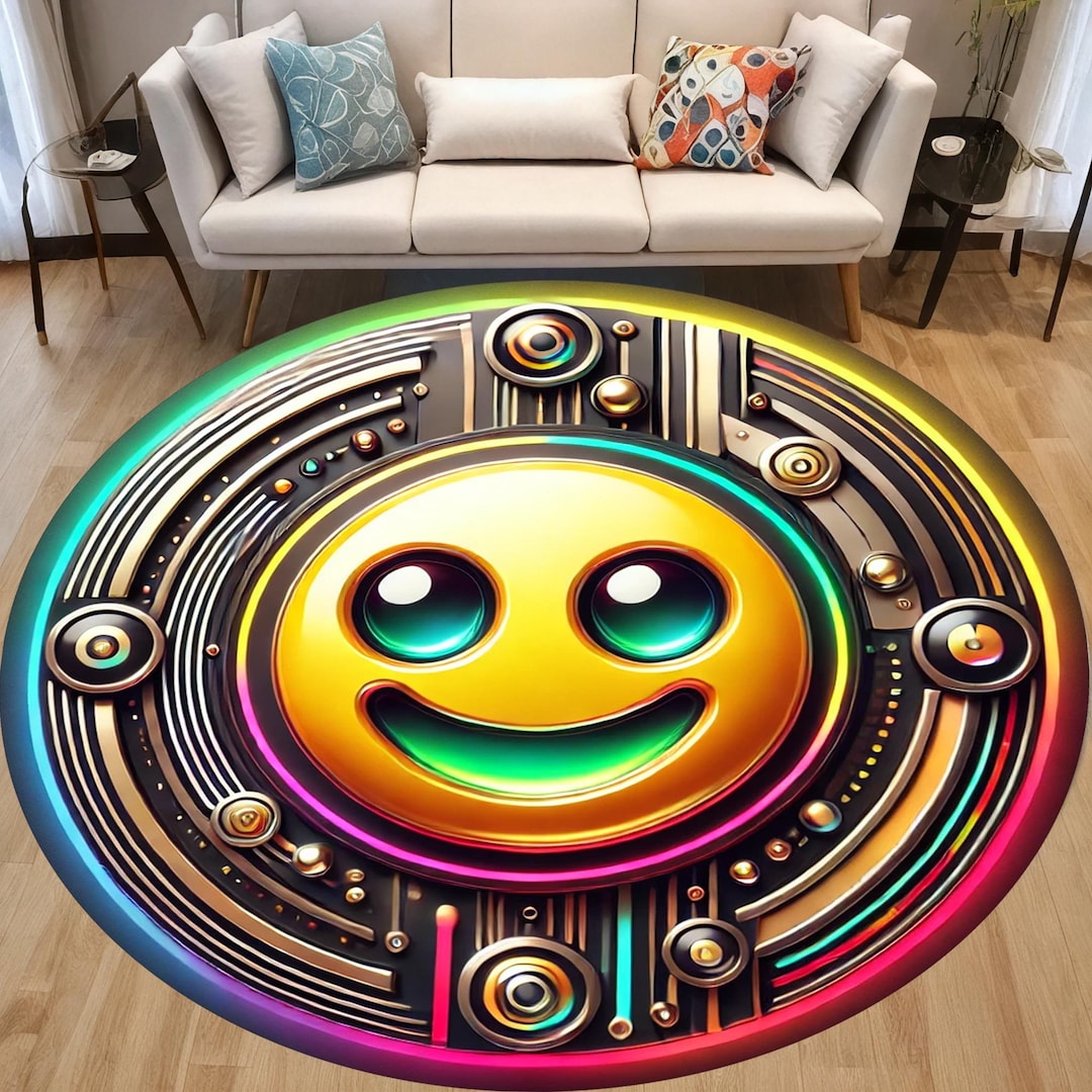 Smiley Face Area Rug,smile Emoji Round Rugs,fun Dorm Room Carpet,happy ...