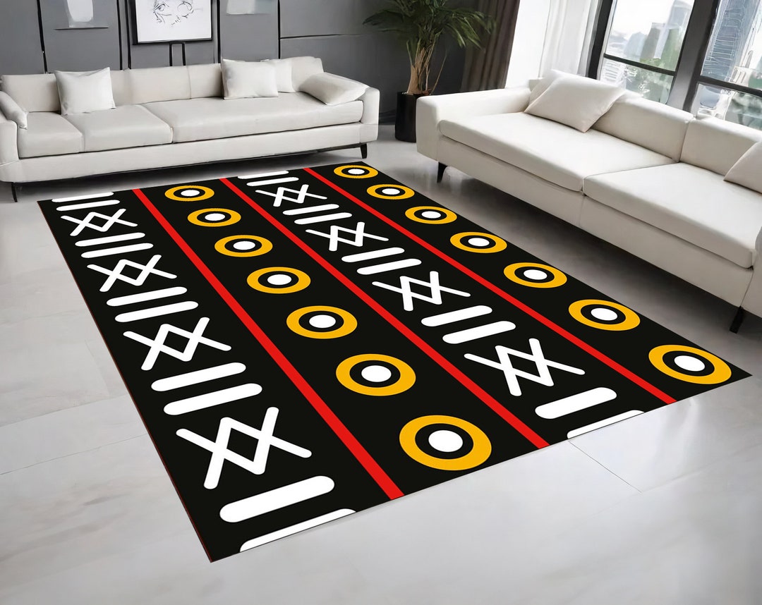 Afrıcan Vector Carpet,traditional Motif Rug,south African Patterned Rug ...