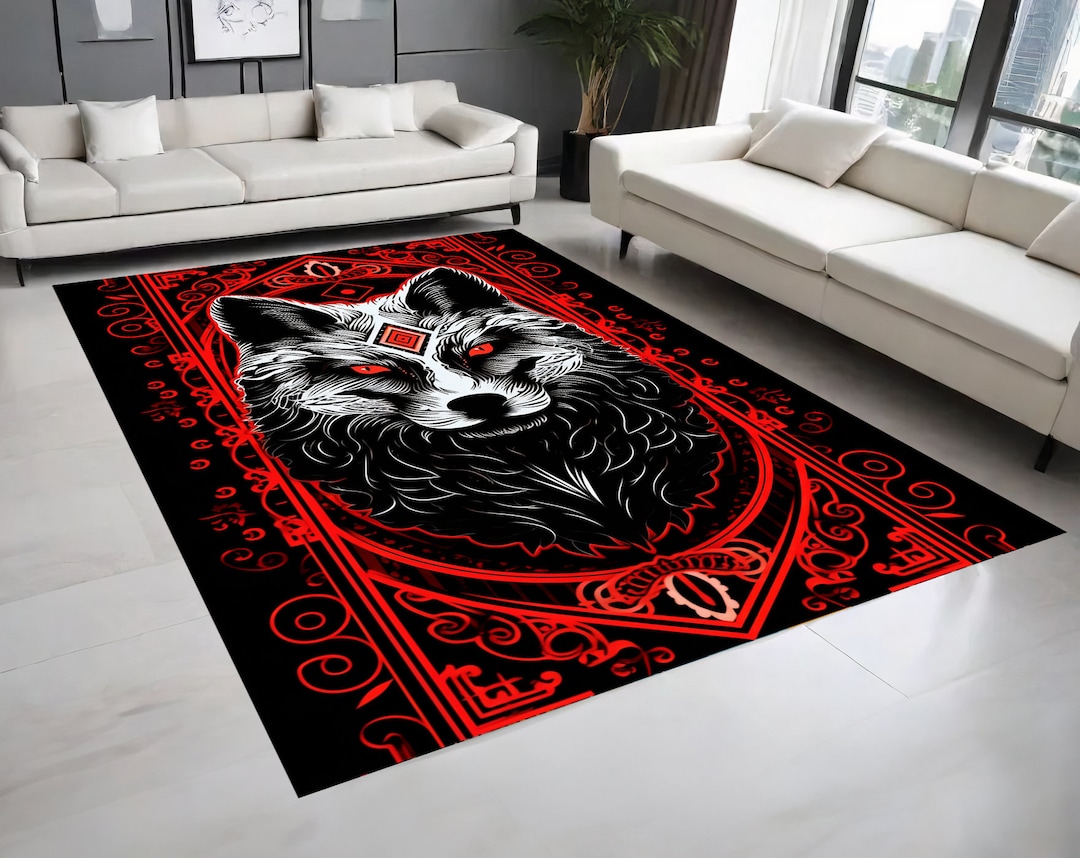 Gray Wolf Pattern Carpet Rug,garden Rug,colorful Rug,wolf Carpet,rug ...