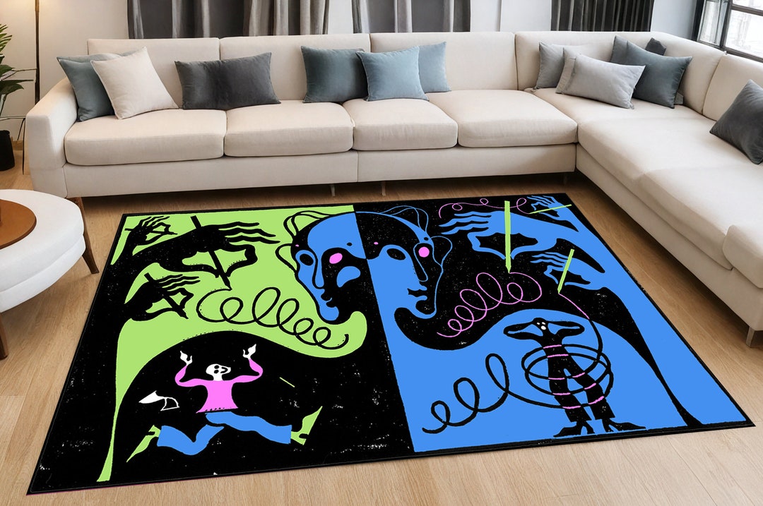 Abstract Face Rug,picasso Style Painting Carpet,abstract Artwork ...