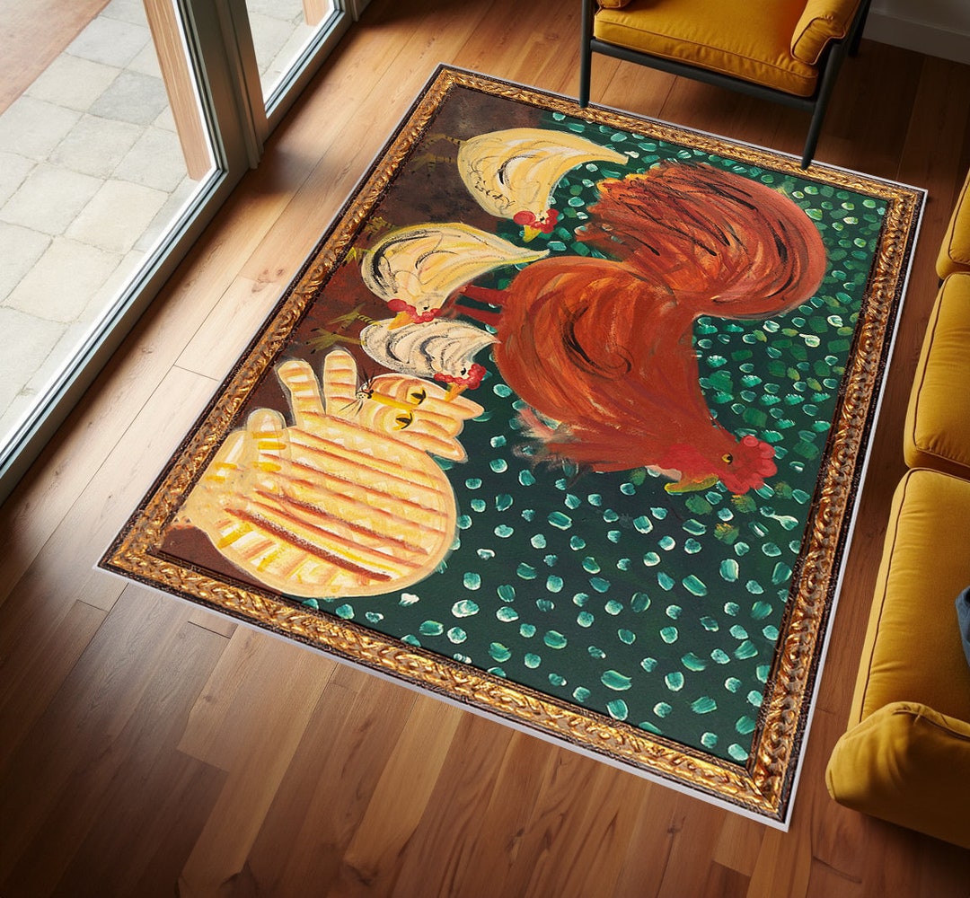Chicken Rooster Cat Carpets,cat Chicken Rooster Themed Rug,chicken ...
