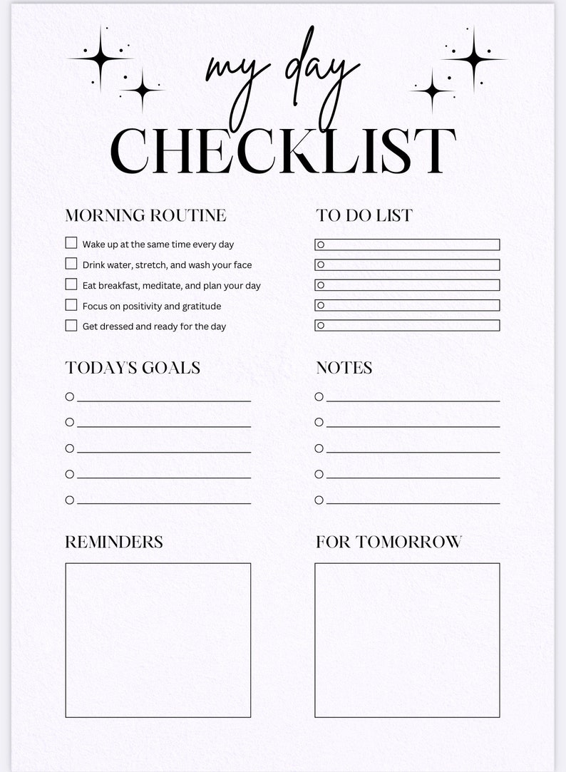My Daily Checklist Printable Mental Health Motivation - Etsy