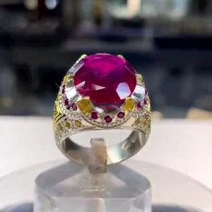 Royal Red Ruby Stone Ring, Sterling Silver With Gold Plated , Original ...