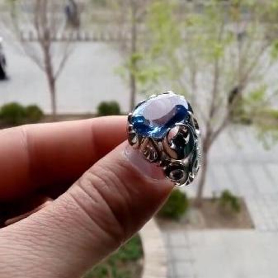 Blue Topaz Gemstone Mens Ring Original Blue Topaz Gemstone Ring in ...