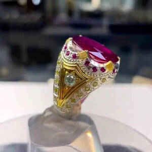 Royal Red Ruby Stone Ring, Sterling Silver With Gold Plated , Original ...