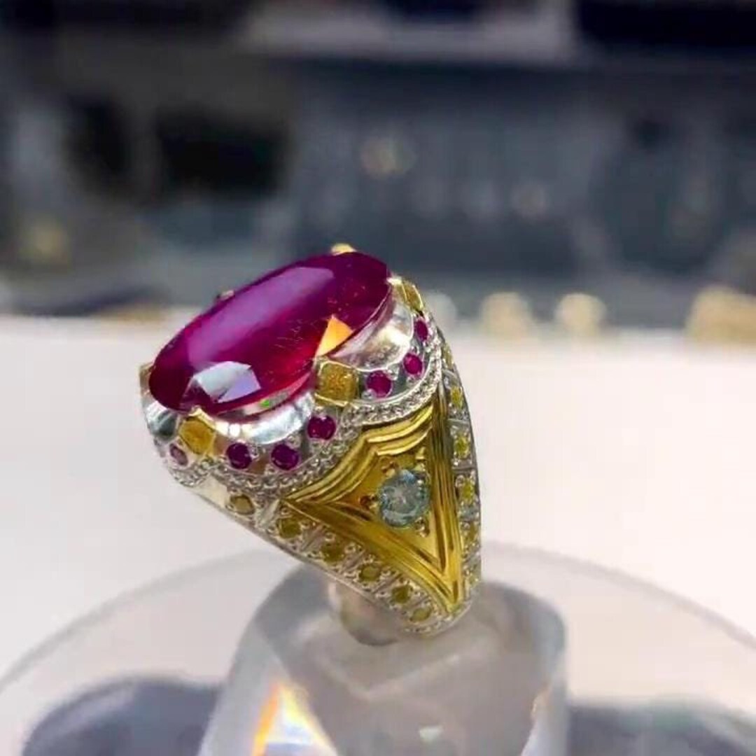 Royal Red Ruby Stone Ring, Sterling Silver With Gold Plated , Original ...