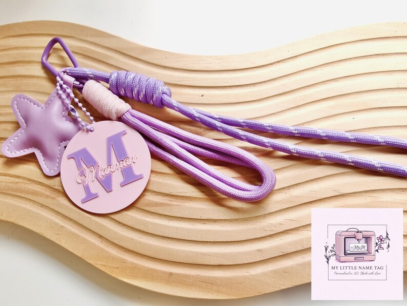 Personalized Rounded Custom Name Tag | Handmade Woven Bag Charm | Kids ...