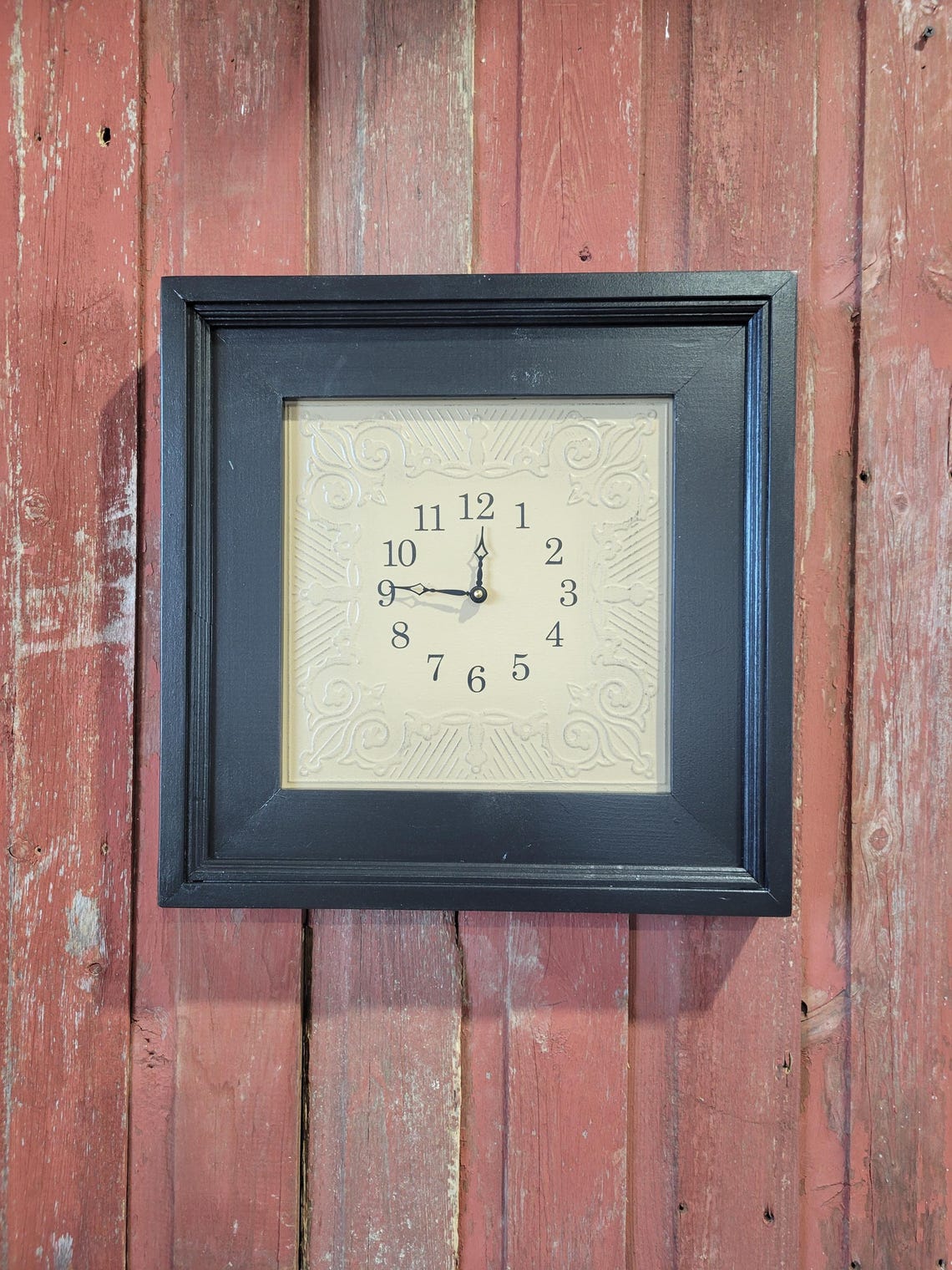 Primitive Wood Clock With Framed Pressed Tin Face - Etsy
