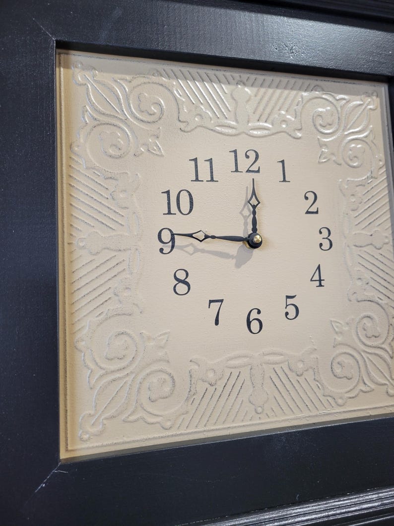 Primitive Wood Clock With Framed Pressed Tin Face - Etsy