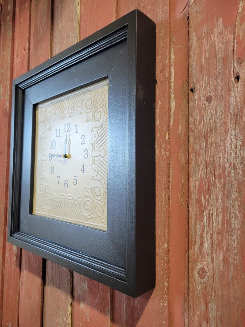 Primitive Wood Clock With Framed Pressed Tin Face - Etsy