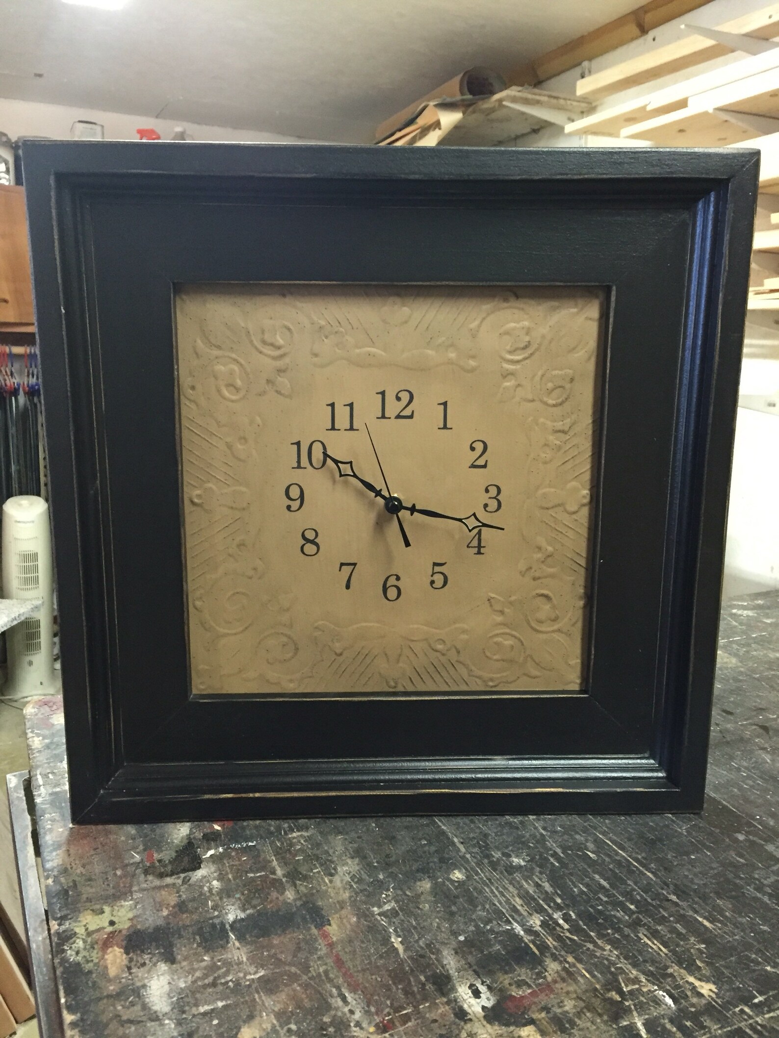Primitive Wood Clock With Framed Pressed Tin Face - Etsy