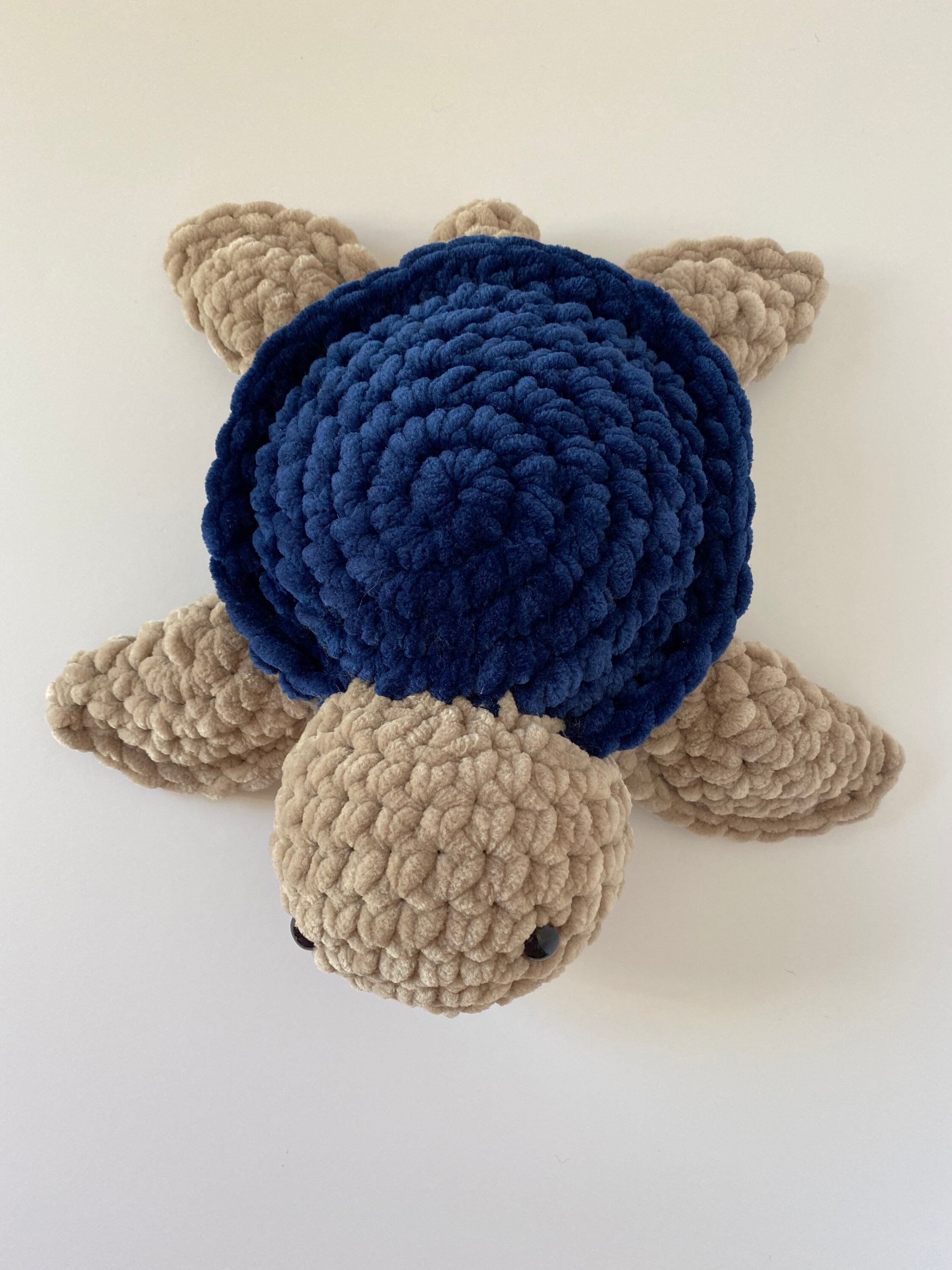 Plushie Sea Turtle, Crochet Sea Turtle, Chenille Stuffed Animal, Navy ...