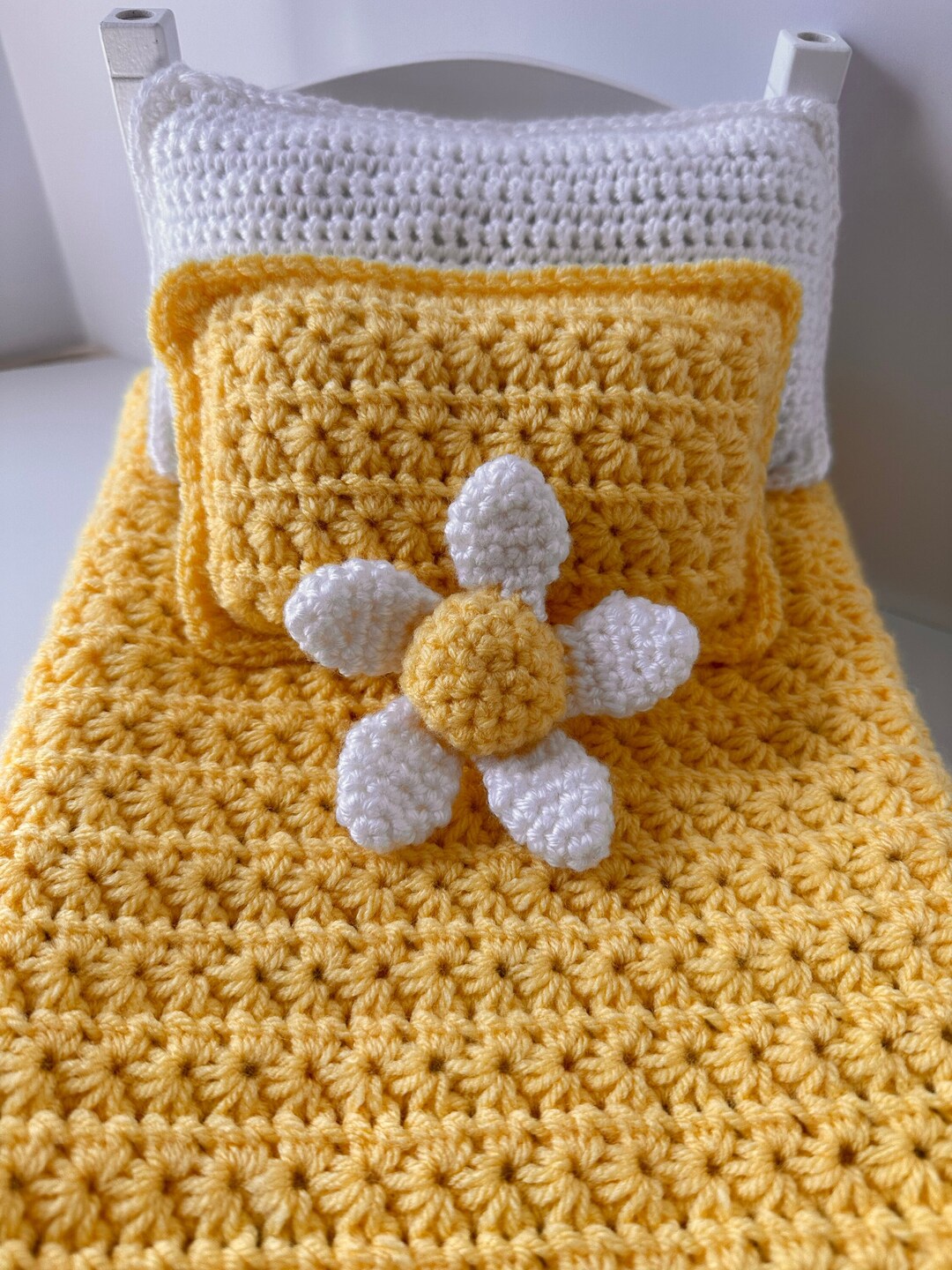 Yellow Doll Bedding With Pillows, Doll Bedding, Doll Blanket, Yellow ...