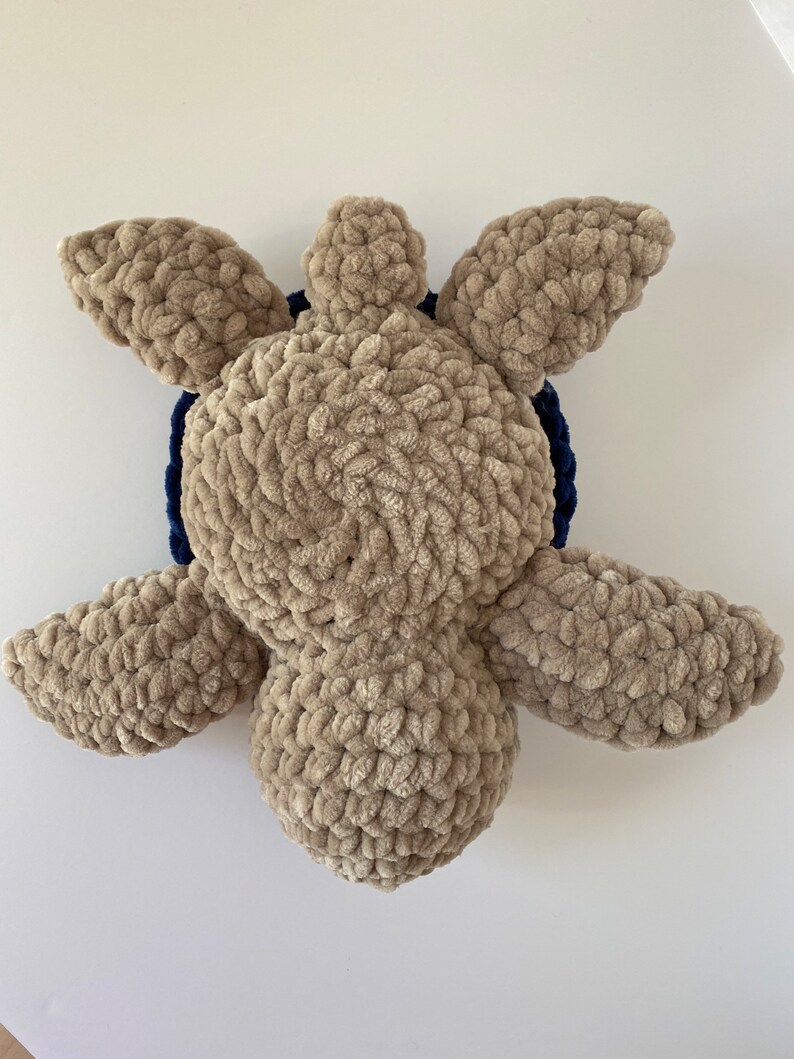 Plushie Sea Turtle, Crochet Sea Turtle, Chenille Stuffed Animal, Navy ...