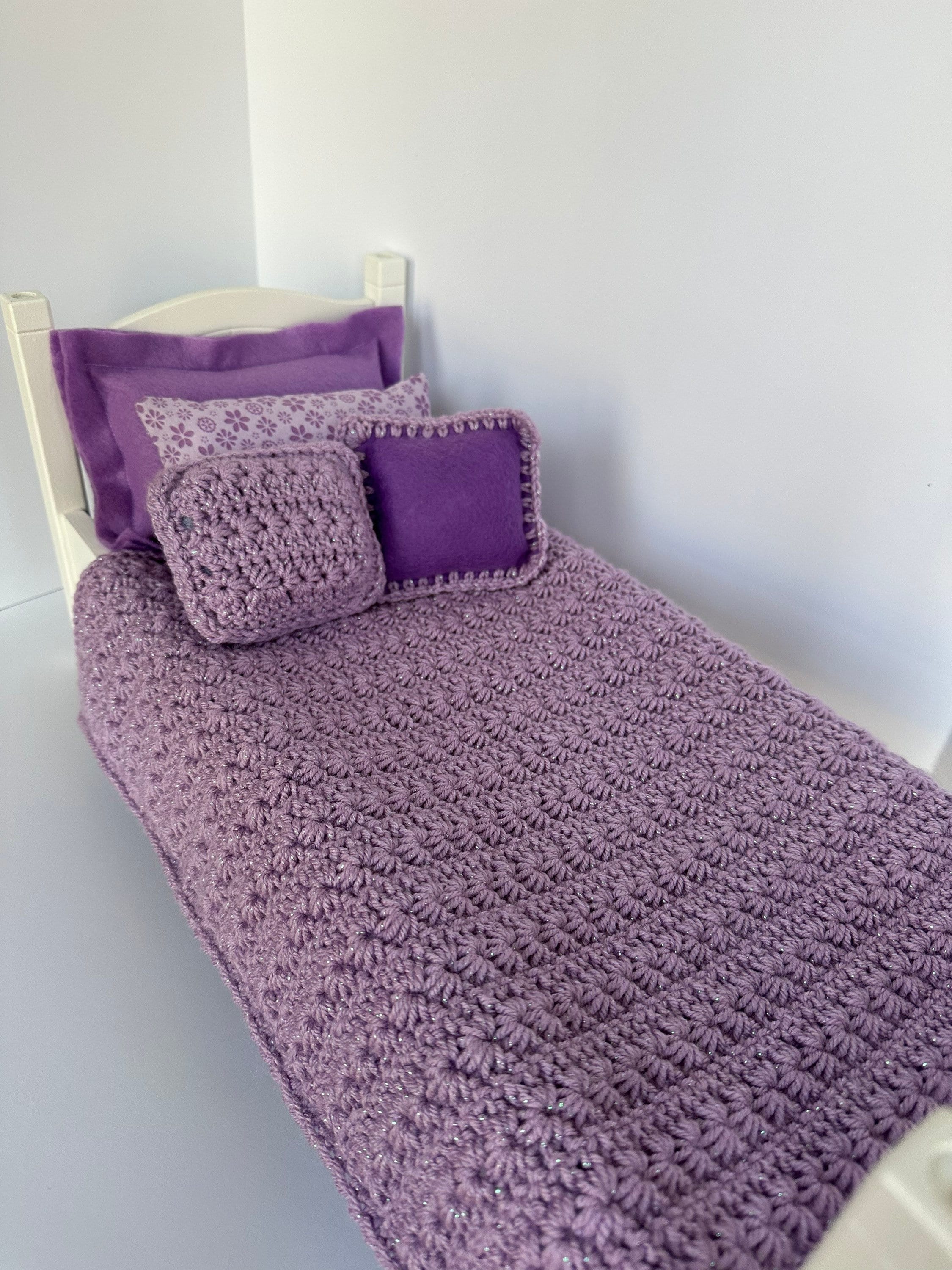 Doll Blanket,doll Bedding,purple Doll Blanket With Pillows, Purple ...