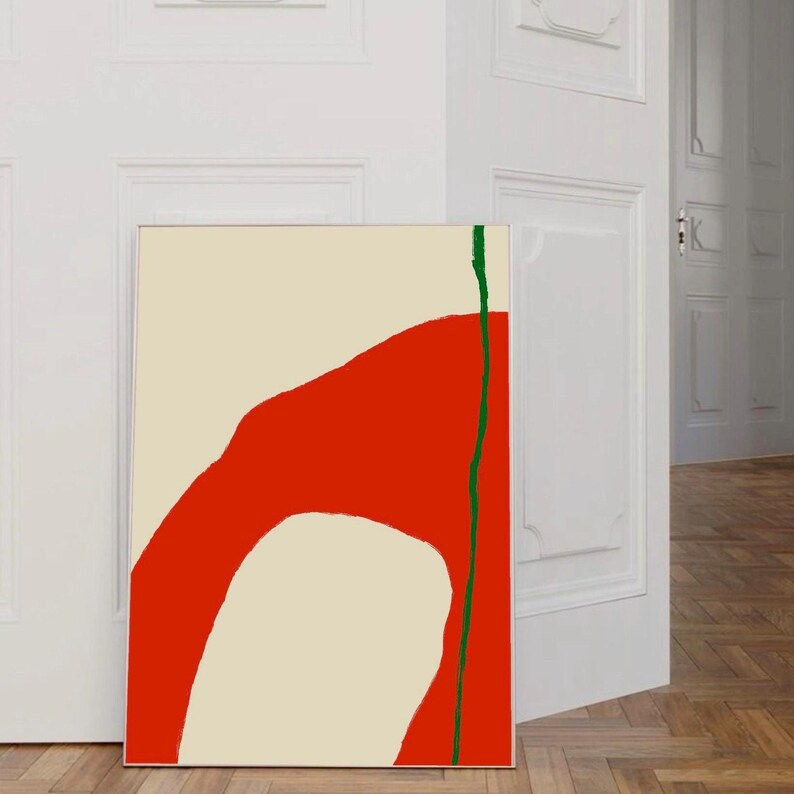 Hand Drawn Minimalist Poster Design, Red Color, Digital Printable ...