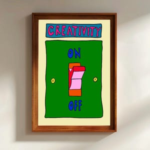 Creativity on off Poster, Green Color Poster, Colorful Art Print ...