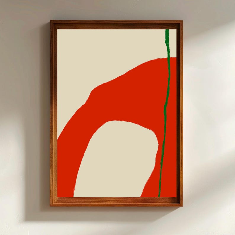 Hand Drawn Minimalist Poster Design, Red Color, Digital Printable ...