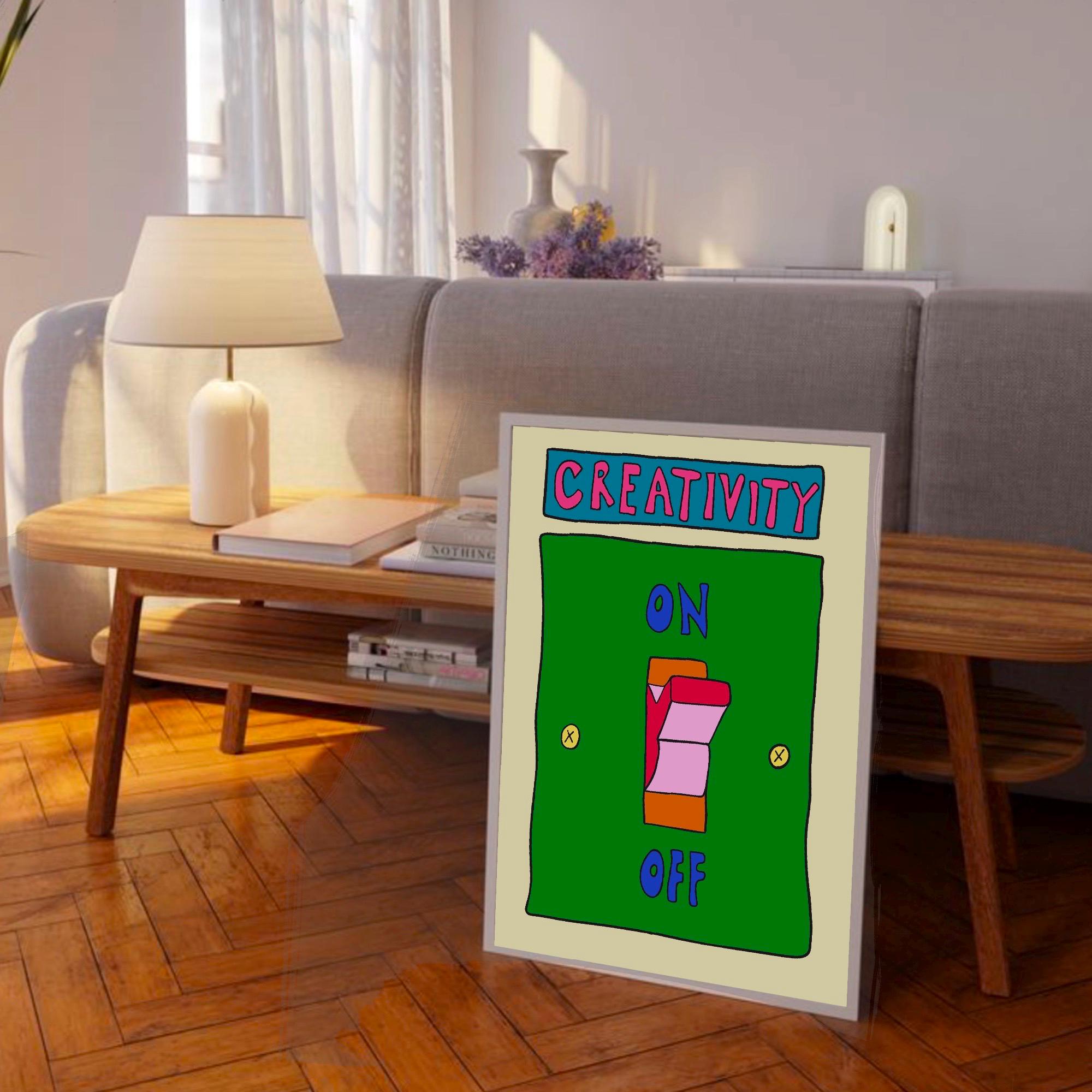 Creativity on off Poster, Green Color Poster, Colorful Art Print ...