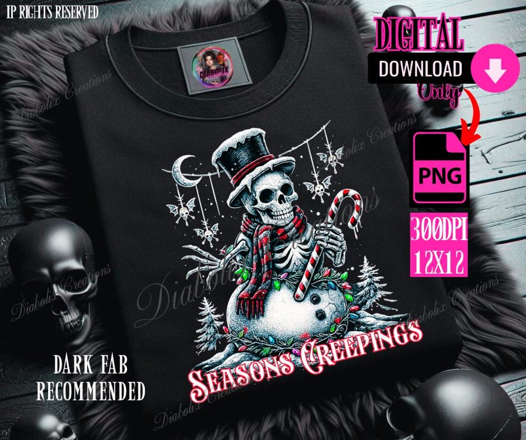 Seasons Creepings Gothic Skeleton Snowman PNG - Etsy