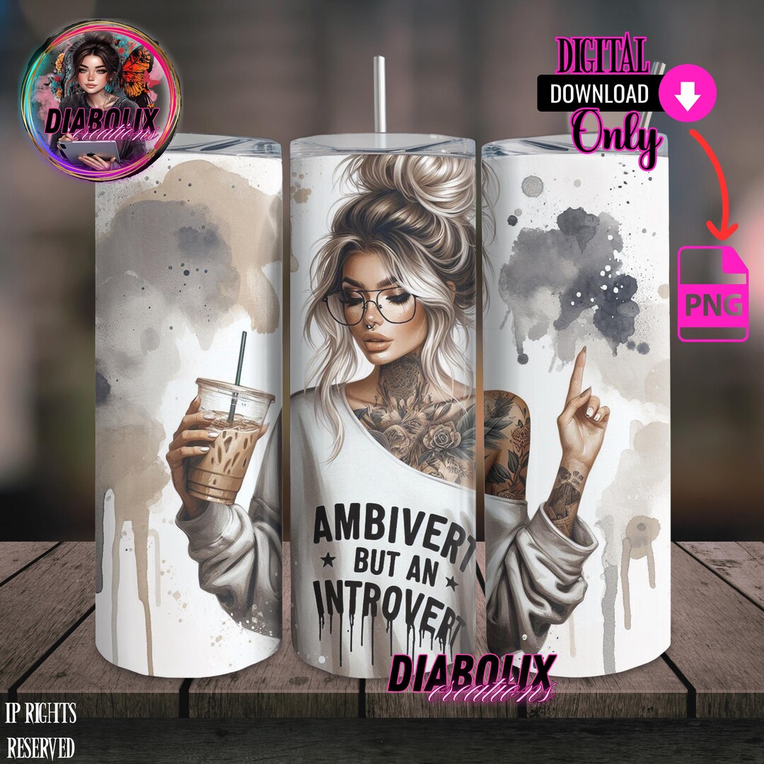 Boho Introvert Tumbler Wrap Design: 20oz Sublimation PNG (digital ...