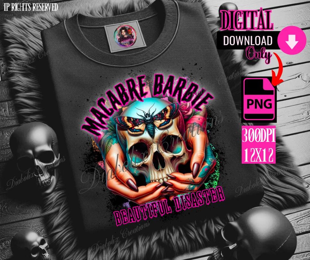 Macabre Barbie Goth T-shirt PNG Design: Beautiful Disaster Digital ...