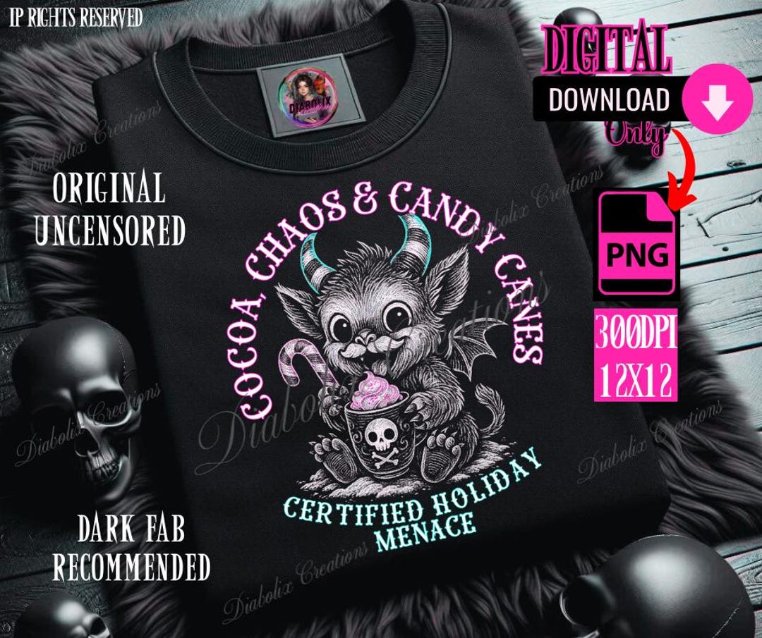 Cocoa Chaos PNG | Demon Holiday Menace Gothmas Design - Etsy