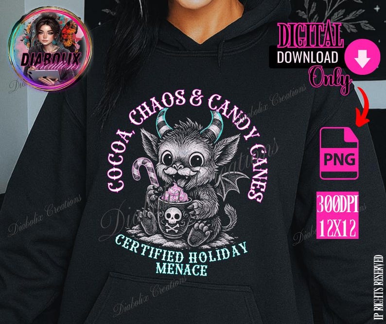 Cocoa Chaos PNG | Demon Holiday Menace Gothmas Design - Etsy
