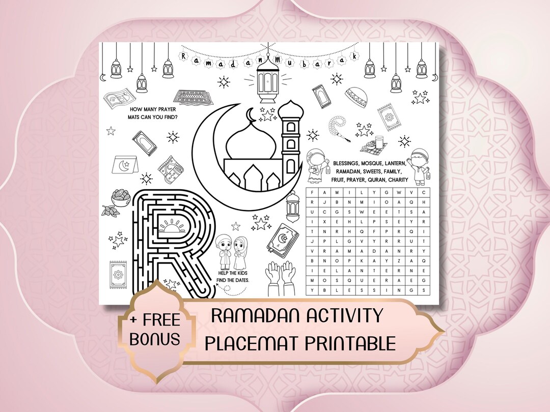 Ramadan Activity Placemat, Word Search for Kids, Ramadan for Kids ...