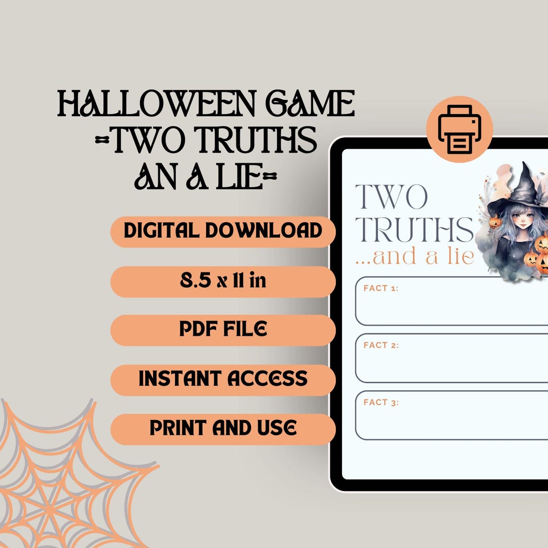 Halloween Two Truths and a Lie Game Fun Printable for Parties Kids ...