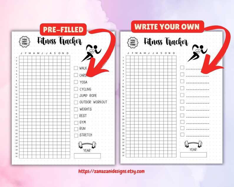 Fitness and Workout Tracker Printable Journal Page, Excercise Tracker ...