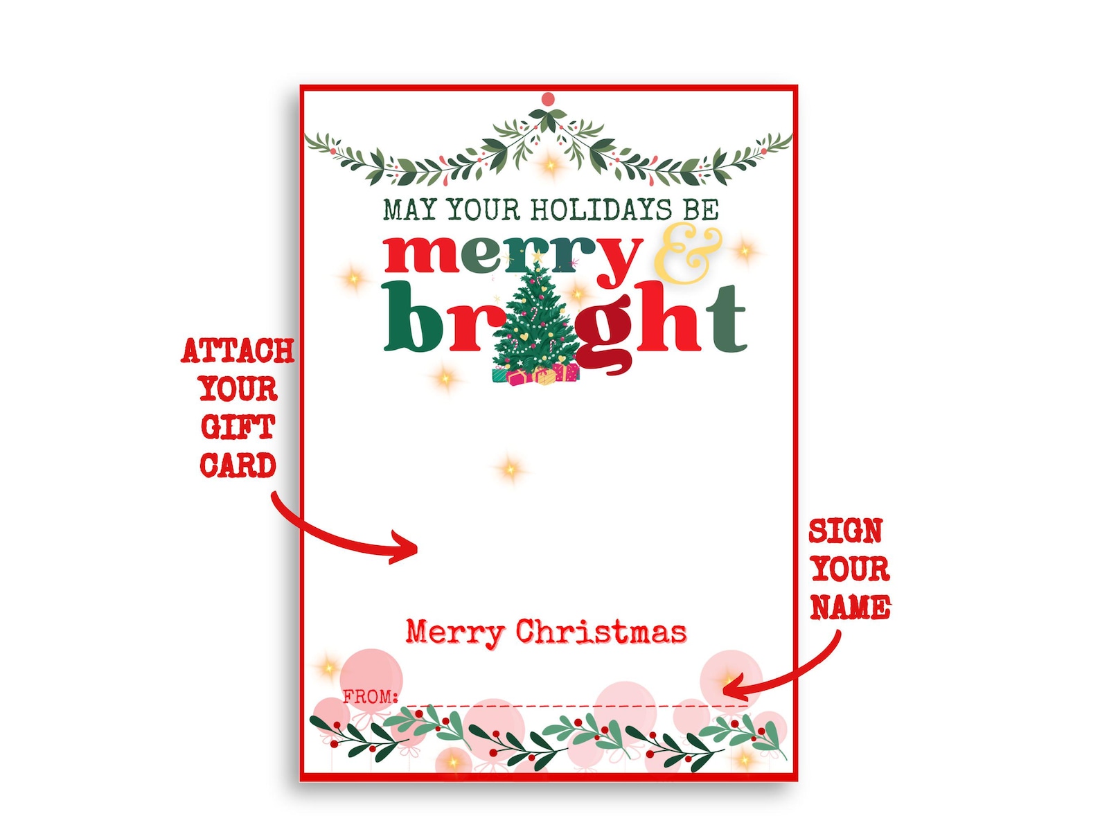 Christmas Gift Card Holder Printable Gift Template May Your Holidays Be ...