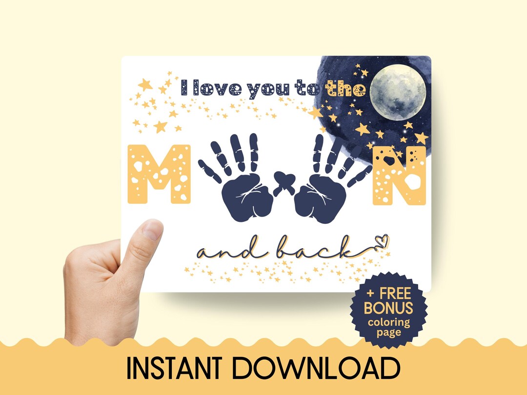 Mother's Father's Day Printable, I Love You to the Moon and Back, Kids ...